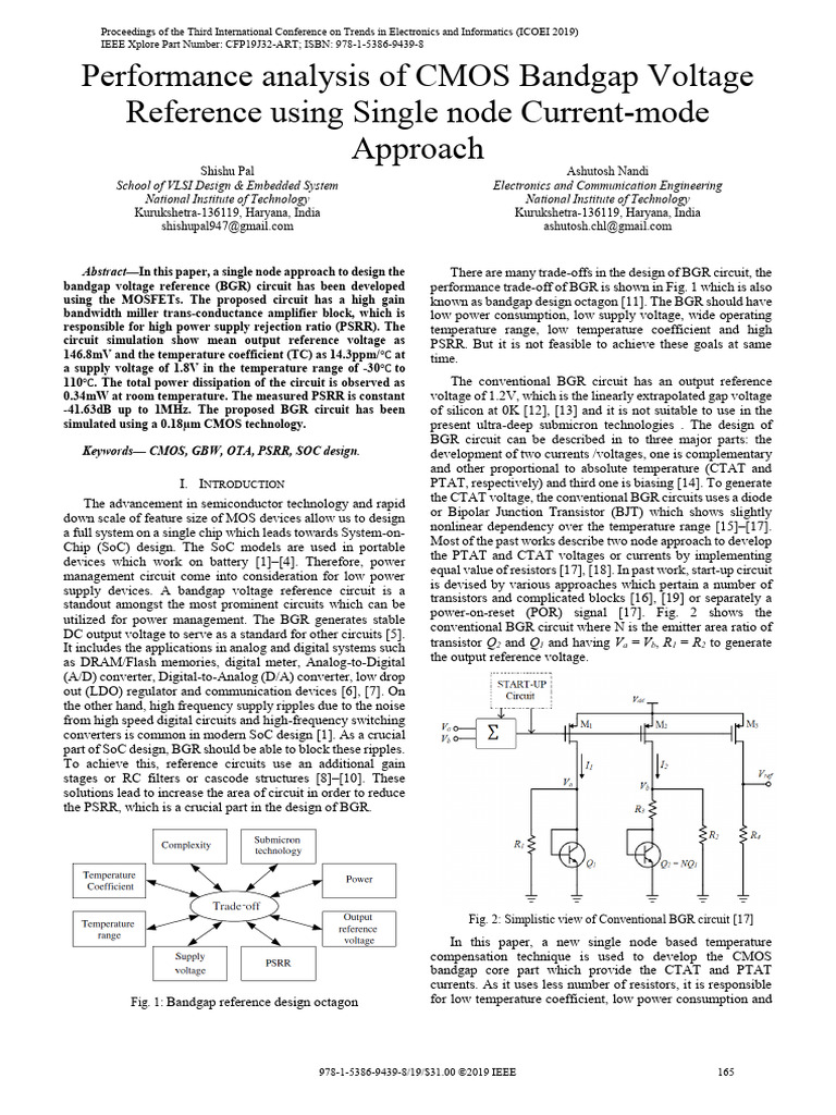 Performance Analysis of CMOS Bandgap Voltage Reference Using Single ...