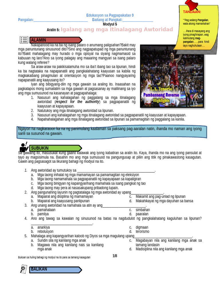 ESP Learning Modules 5 | PDF