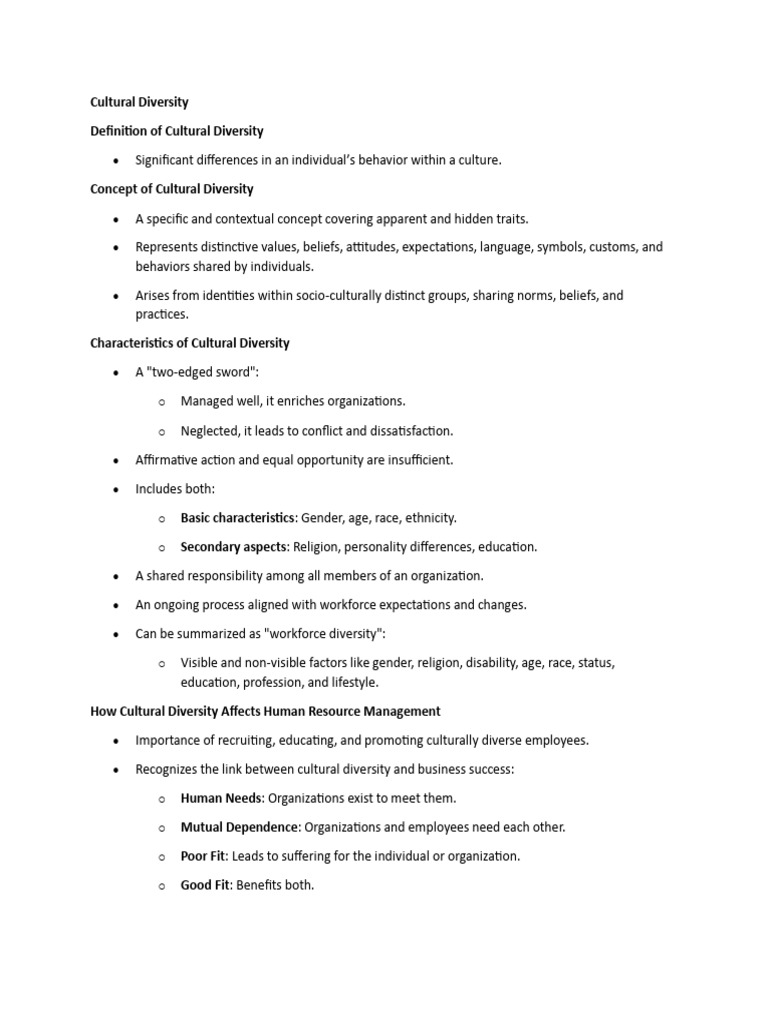 MDTP Summary Cultural Diversity | PDF | Multiculturalism | Diversity ...