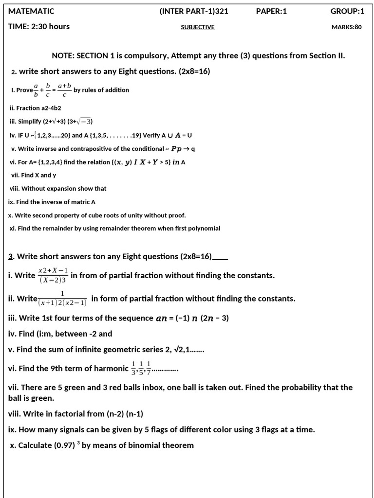 Usman School Math Test Paper | PDF