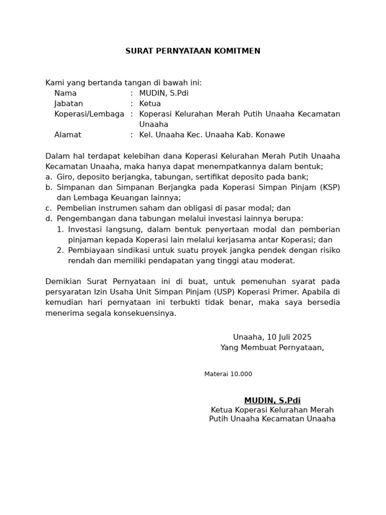 6. Surat Pernyataan Komitmen | PDF