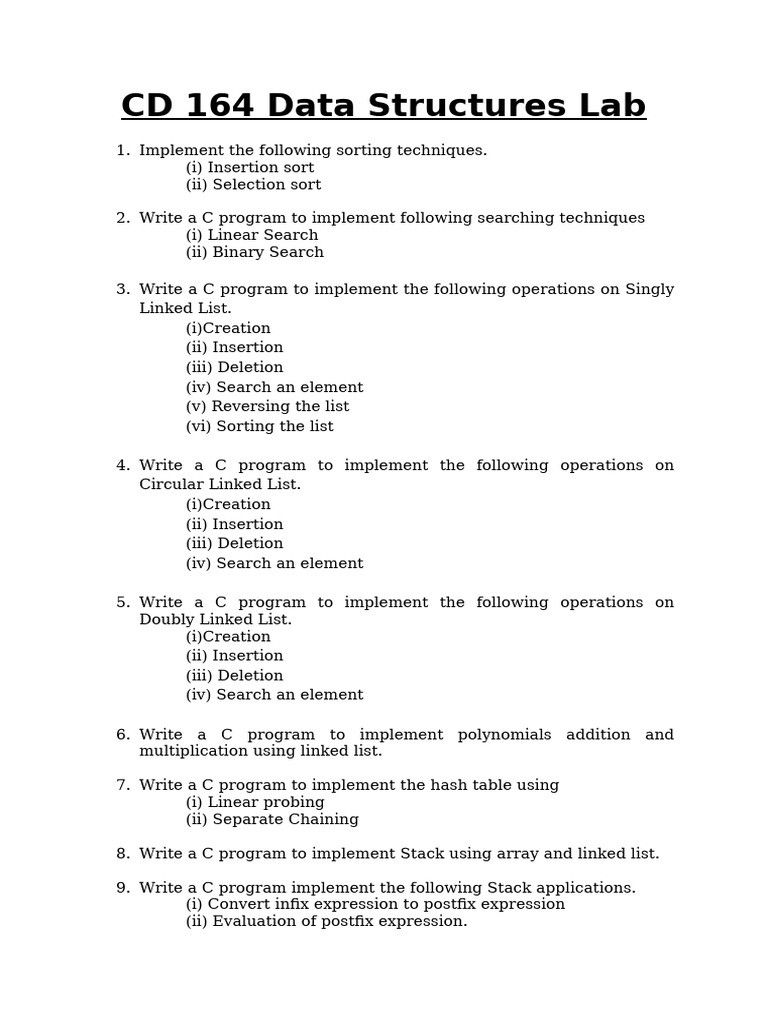 CD164 DataStructures Labcycle | PDF