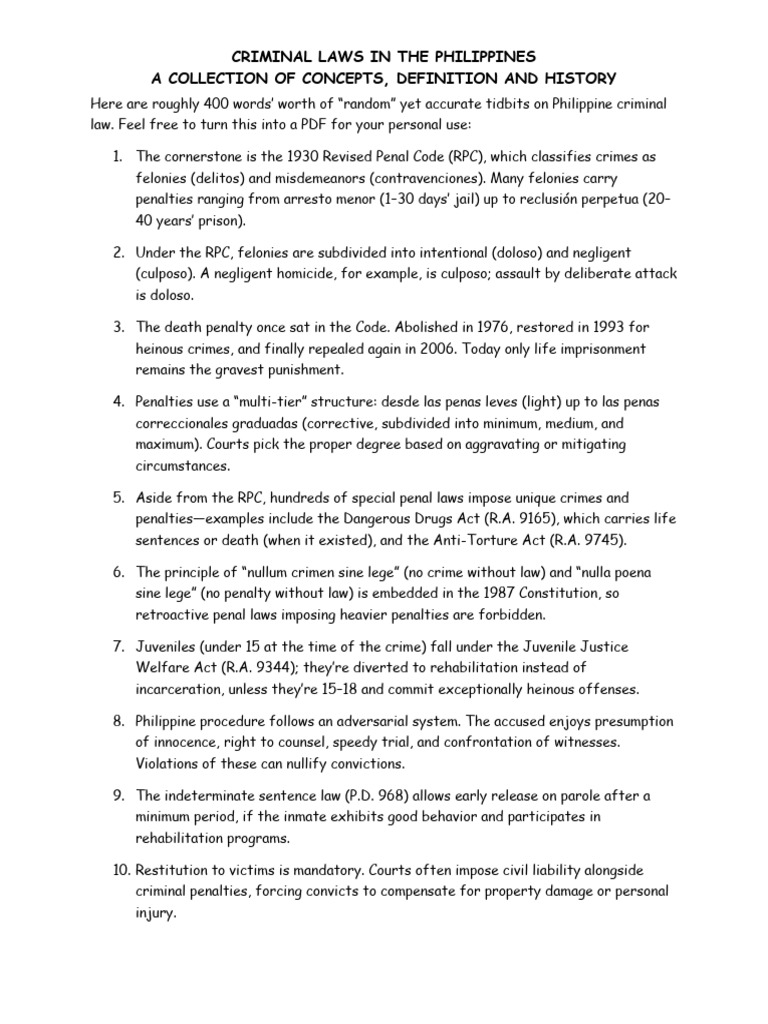 Crim Law - Random Concepts Facts History v2 | PDF | Crimes | Crime ...