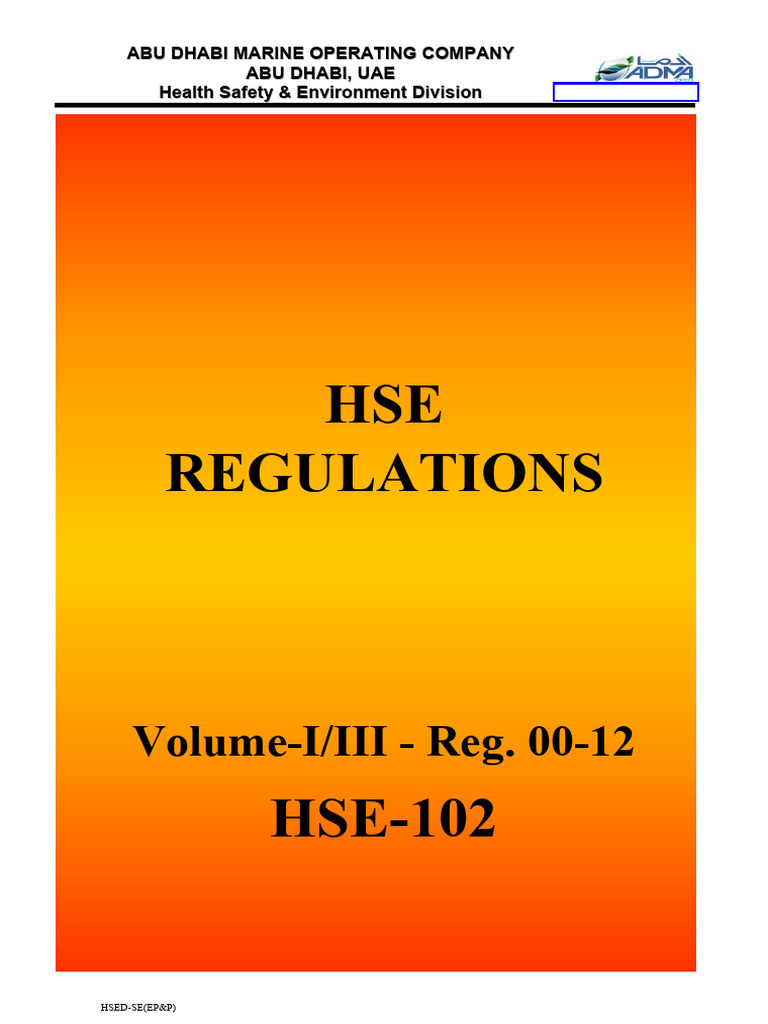 ADMA-OPCO HSE Regulations Manual | PDF