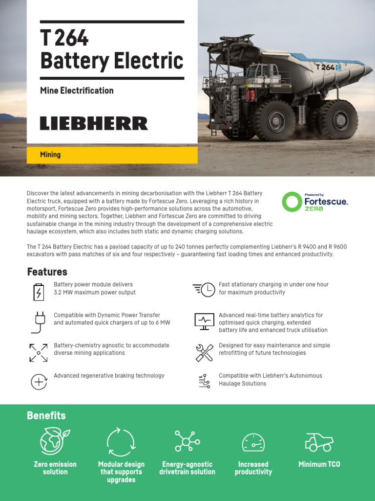 Liebherr T 264 Battery Electric Truck | PDF | Truck | Battery Charger