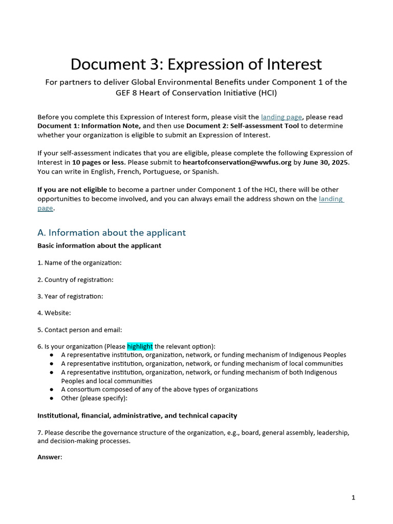 5jozga351d Document 3 Expression of Interest | PDF | Protected Area ...