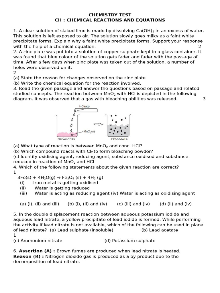 Slaked Lime Solution and Chemical Reactions | PDF
