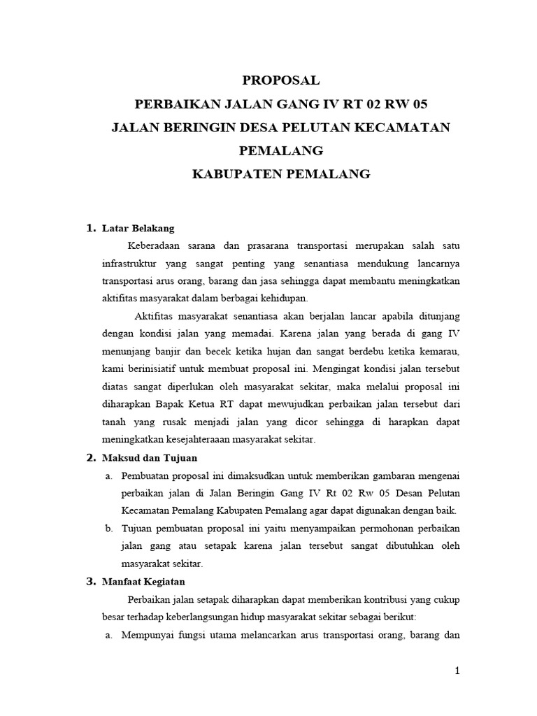 Proposal Perbaikan Jalan | PDF