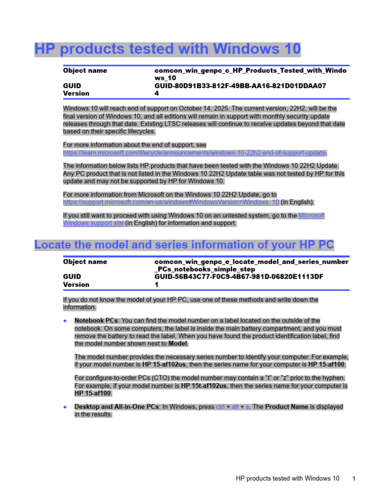 HP Products Compatibility with Windows 10 | PDF | Microsoft Windows ...