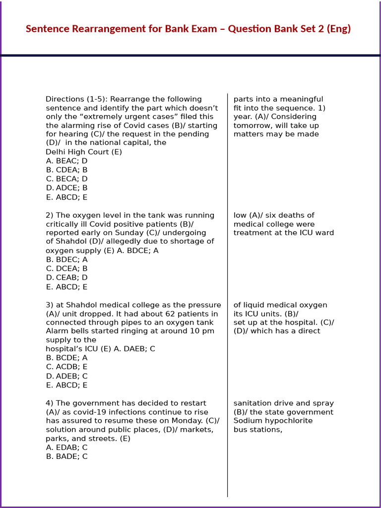 Sentence Rearrangement | PDF