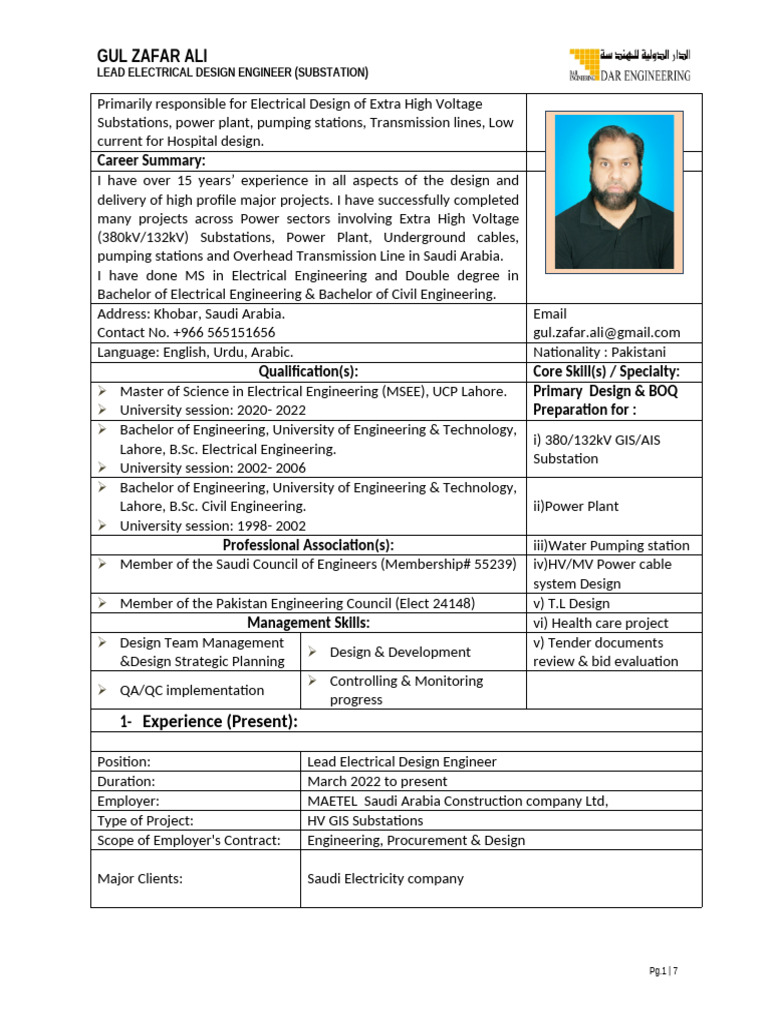 Lead Electrical Design Engineer Profile | PDF | Alternating Current ...