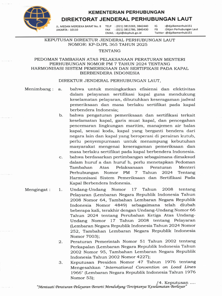 Salinan Sesuai Dengan Aslinya KP-DJPL Nomor KP-DJPL 365 Tahun 2025 ...