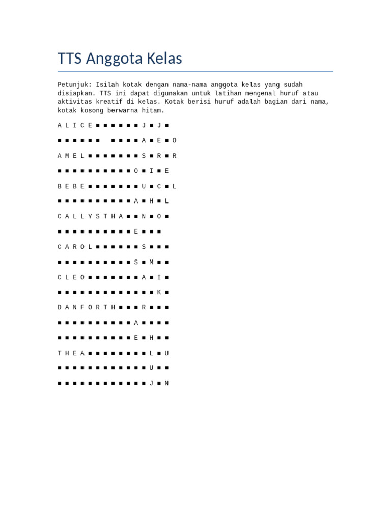 TTS Anggota Kelas | PDF