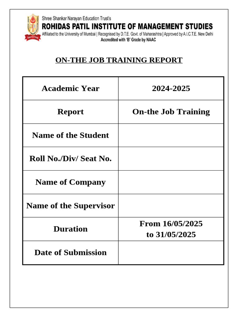 OJT Report Format Company 2024-25 | PDF