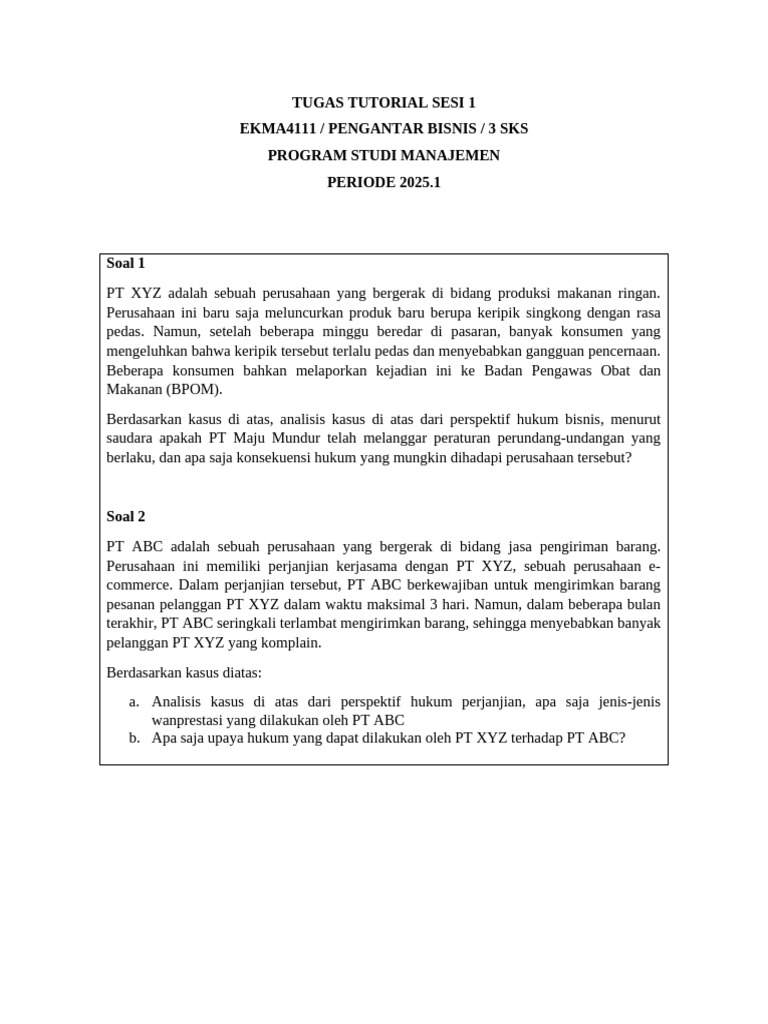 Analisis Hukum Bisnis PT XYZ dan ABC | PDF