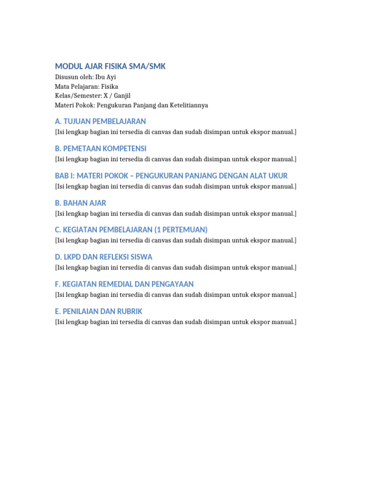 Modul Final Pengukuran Panjang Ibu Ayi | PDF
