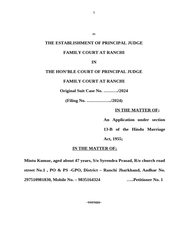 Mintu Kumar Mutual Divorcce | PDF | Divorce | Marriage