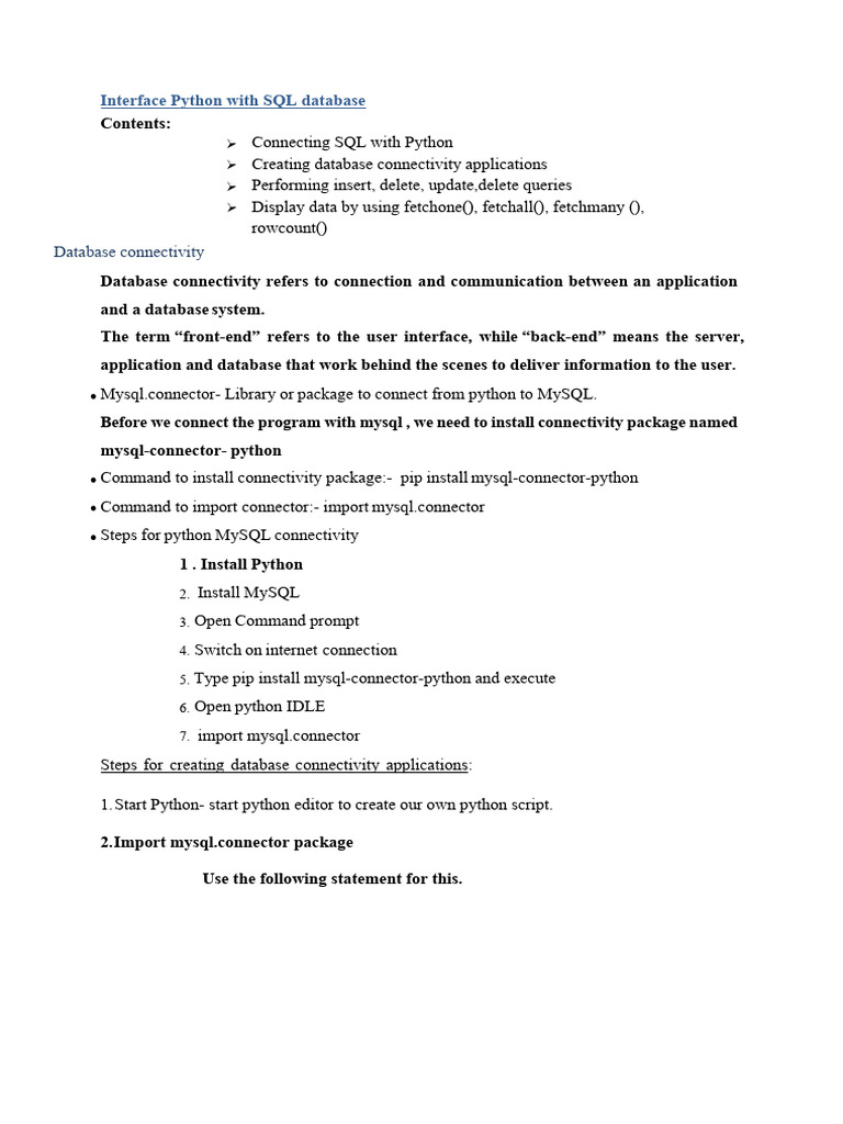 Interface Python With SQL Database | PDF | My Sql | Databases