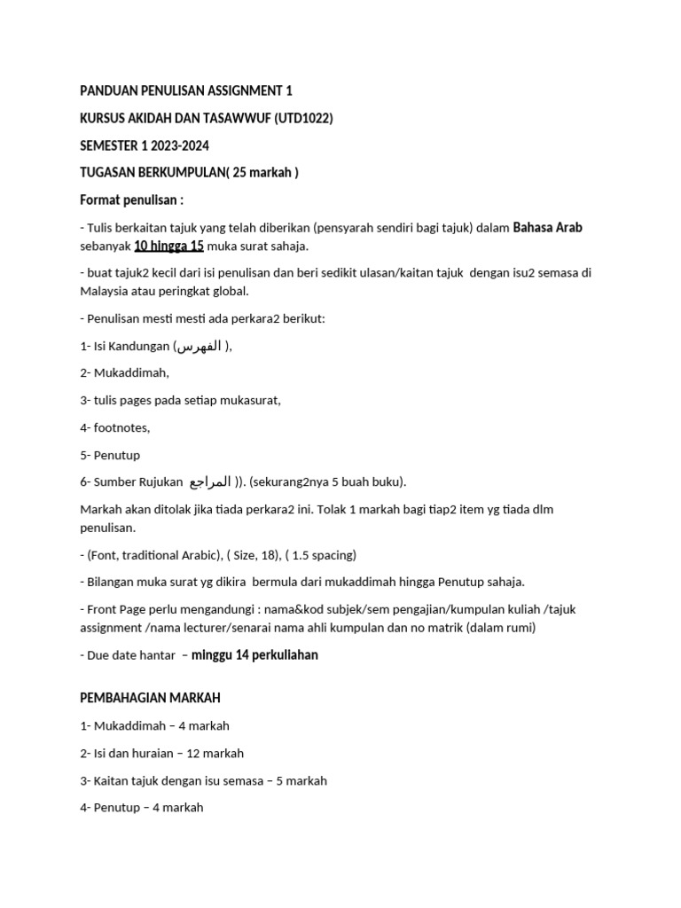 Panduan Penulisan Assignment 1 | PDF