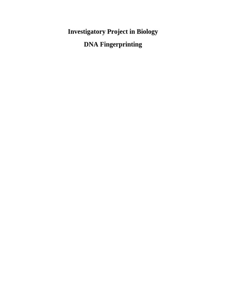 DNA Fingerprinting Investigatory Project | PDF