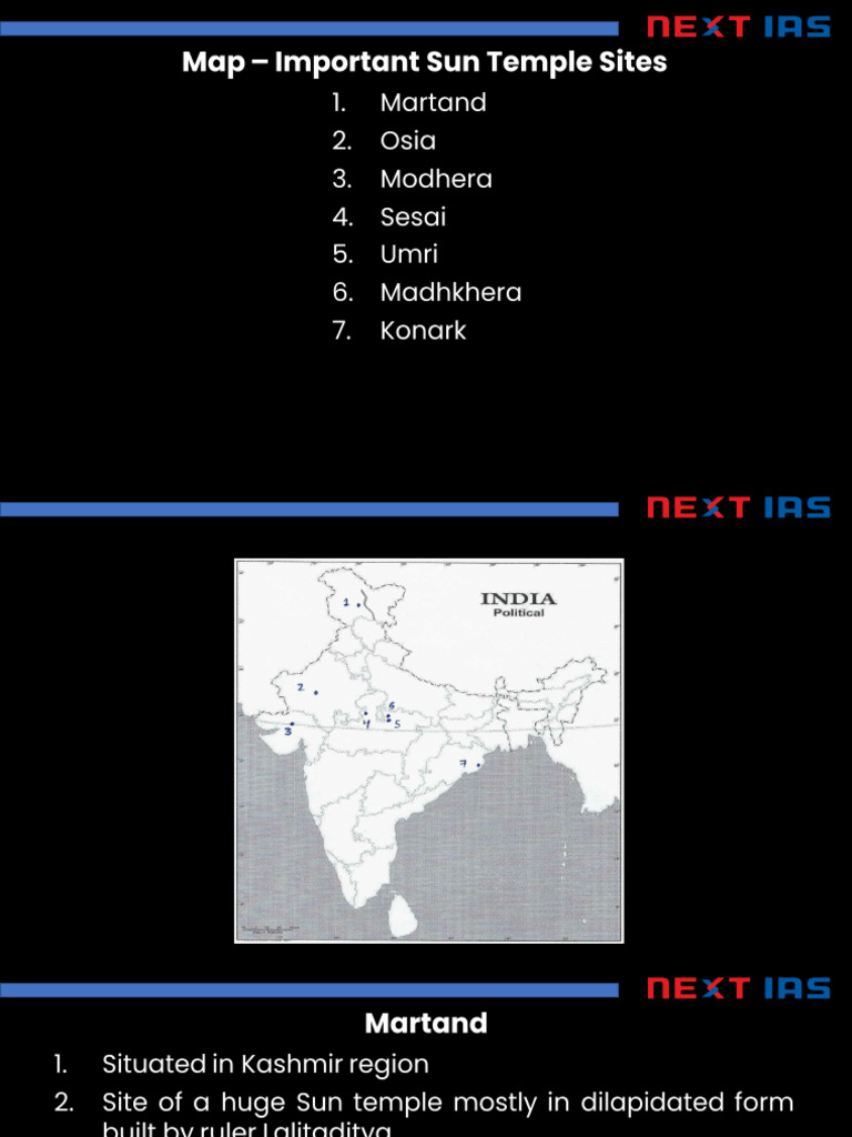 Ancient India-Map-Important Sun Temple Sites (3july-25) | PDF