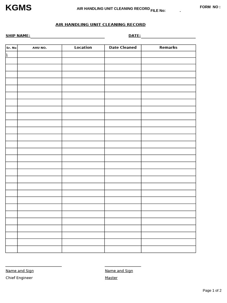 AHU Cleaning Record Template | PDF