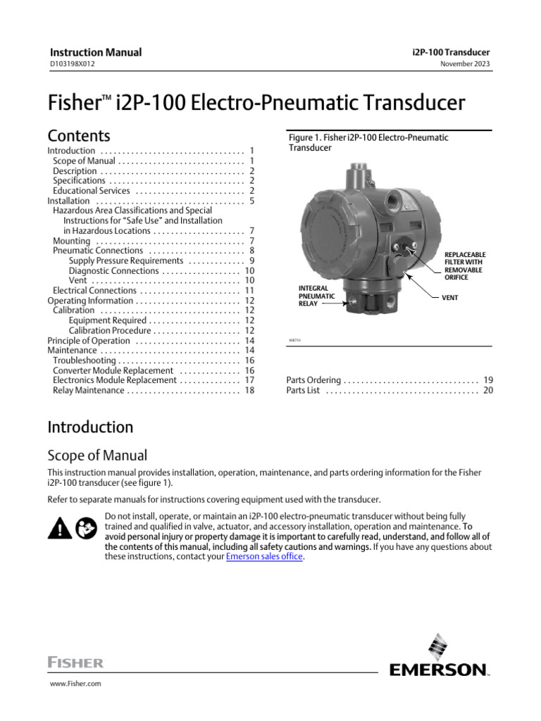 Fisher i2P-100 Transducer Manual | PDF | Pipe (Fluid Conveyance ...