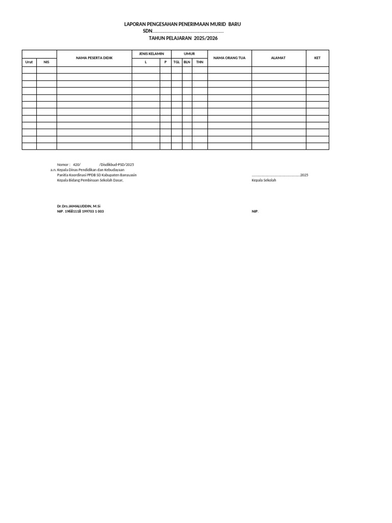 Format PPDB Tahun 2025 | PDF
