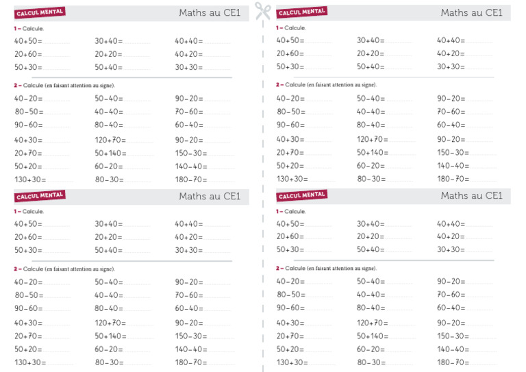 Calcul Mental Ce1 Acces | PDF