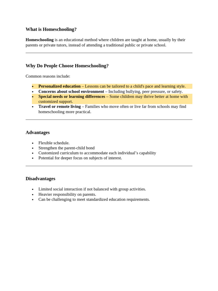 What Is Homeschooling | PDF