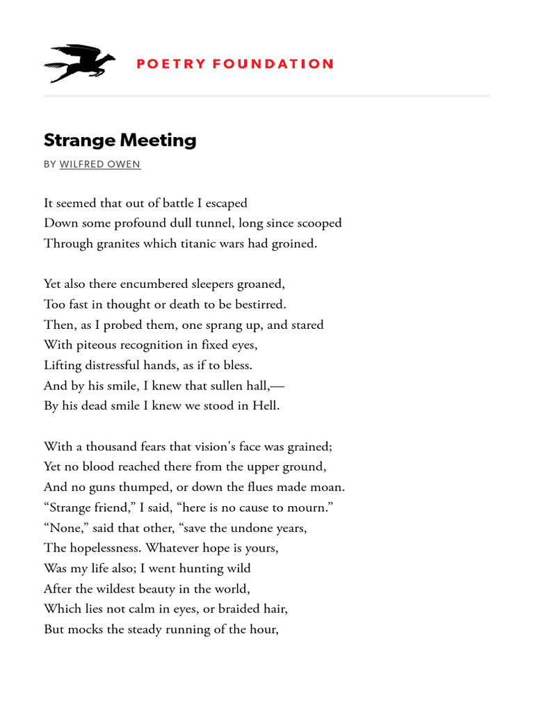 Strange Meeting - The Poetry Foundation | PDF