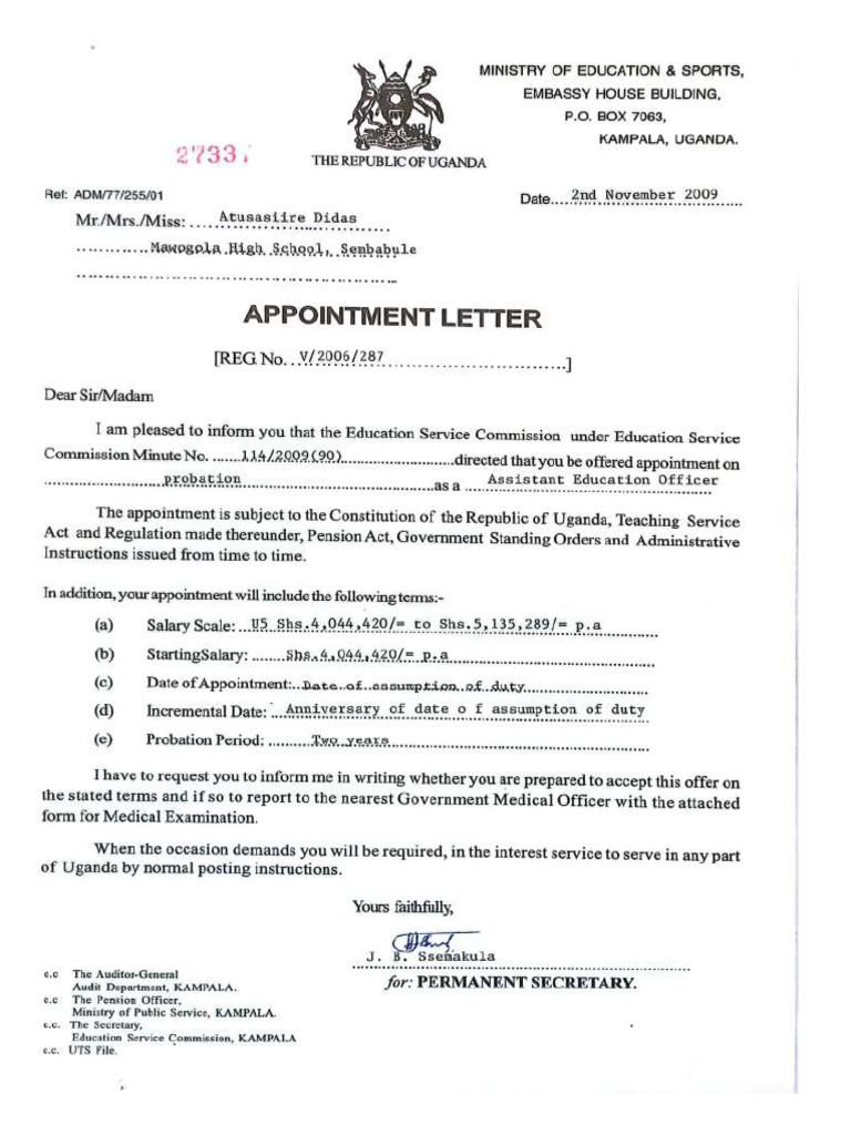 Appointment Letter | PDF