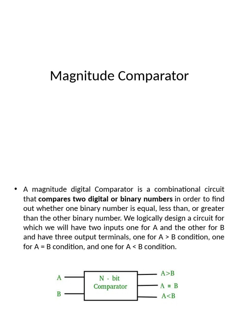 Magnitude Comparator | PDF | Logic Gate | Electronic Circuits