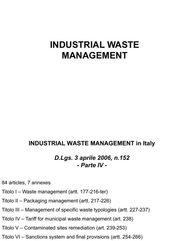 Industrial Waste Management in Italy | PDF | Waste | Waste Management