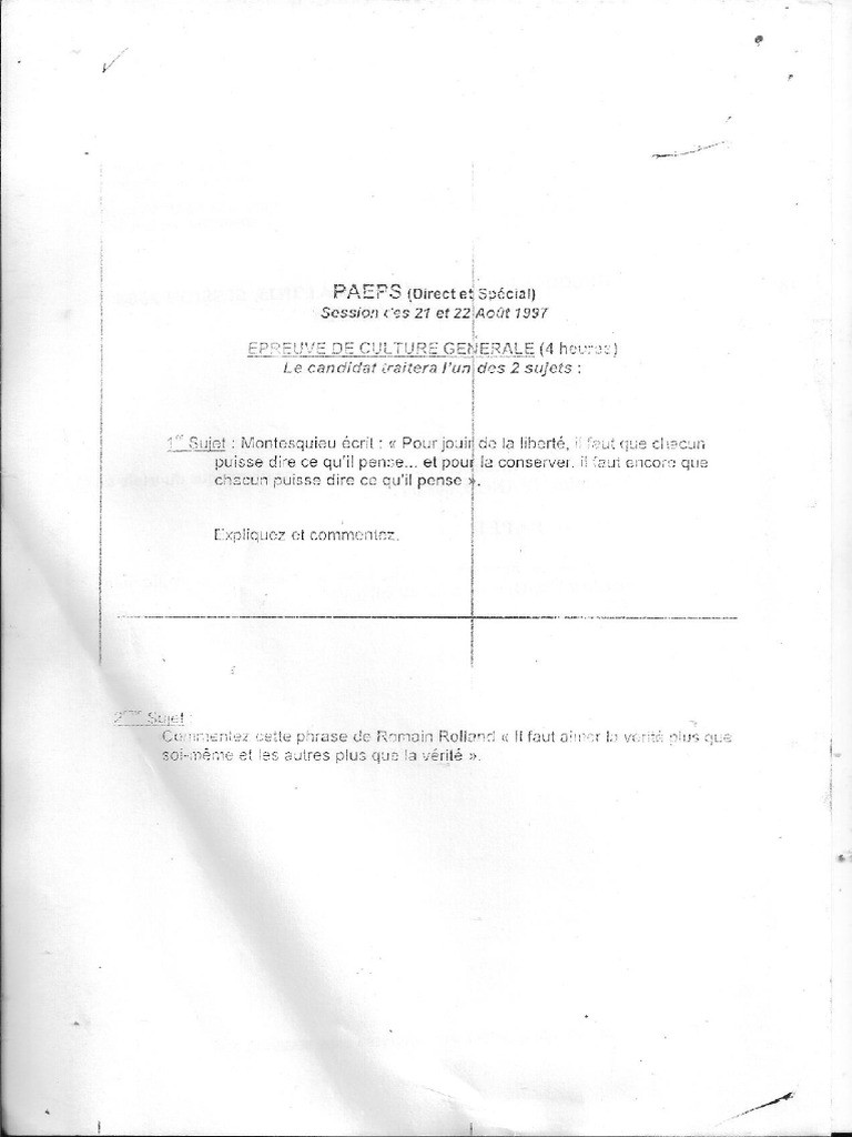 PAEPS INJS Culture Generale 1997 | PDF