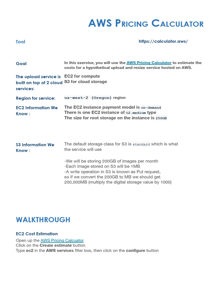 TP-AWS Pricing Calculator | PDF | Computing | Computer Architecture