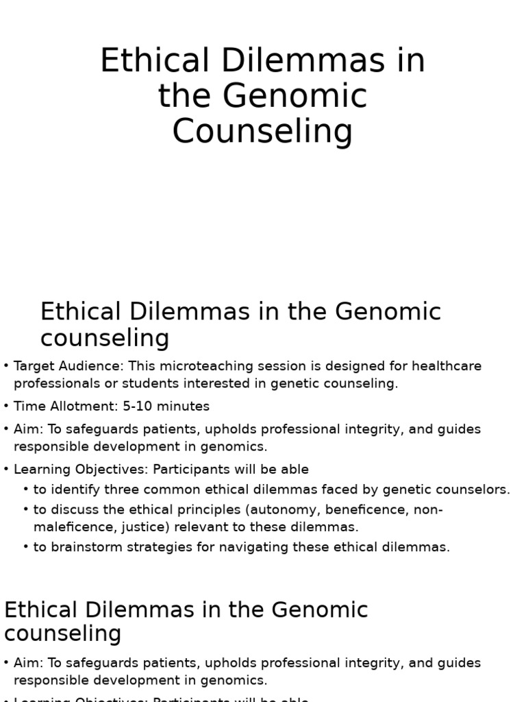 Ethical Dilemmas in The Genomic Counseling | PDF | Genetic Counseling ...