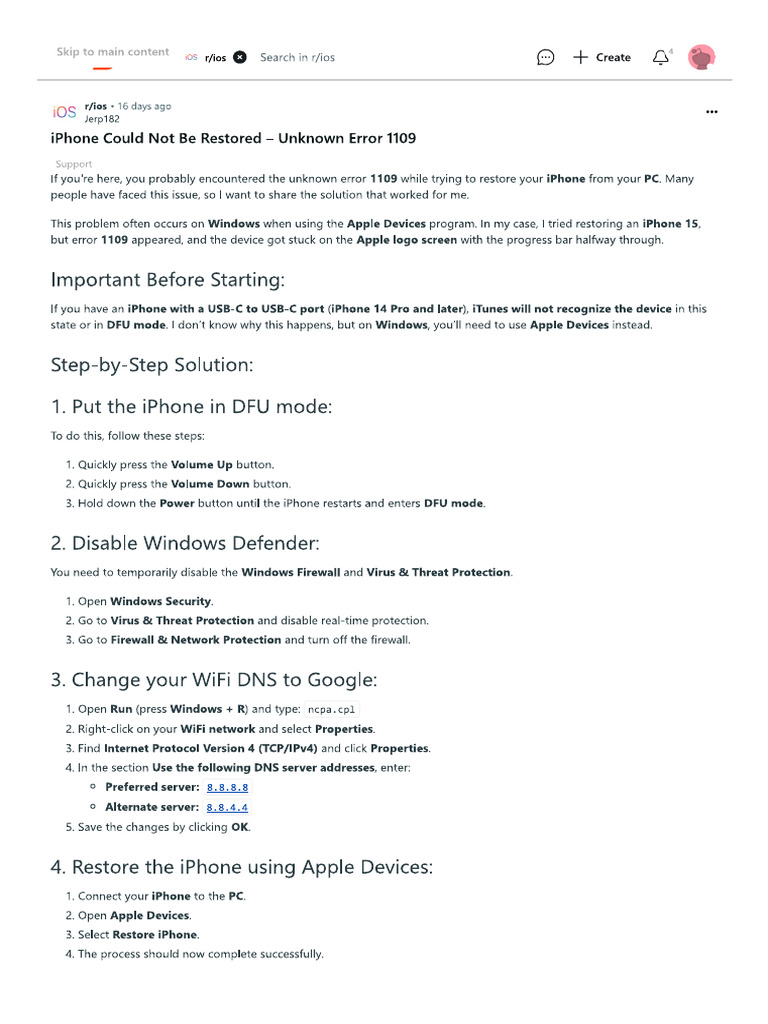 Iphone Restore Error | PDF
