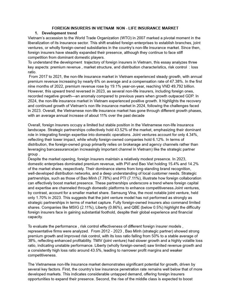 Foreign Insurers in Vietnam's Non-Life Market | PDF | Insurance ...