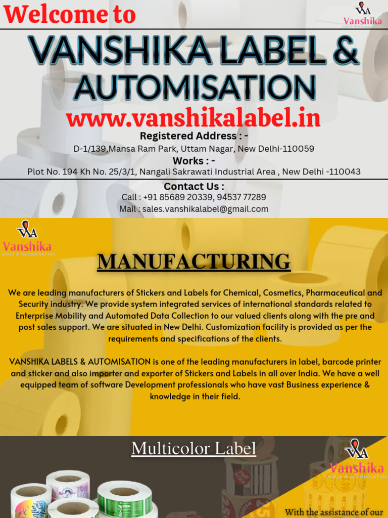 Company Profile - Vanshika Labels & Automisation | PDF | Barcode | Printer (Computing)