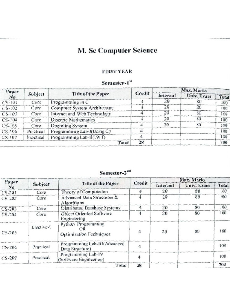 MSC Cs 2024 Syllabus | PDF