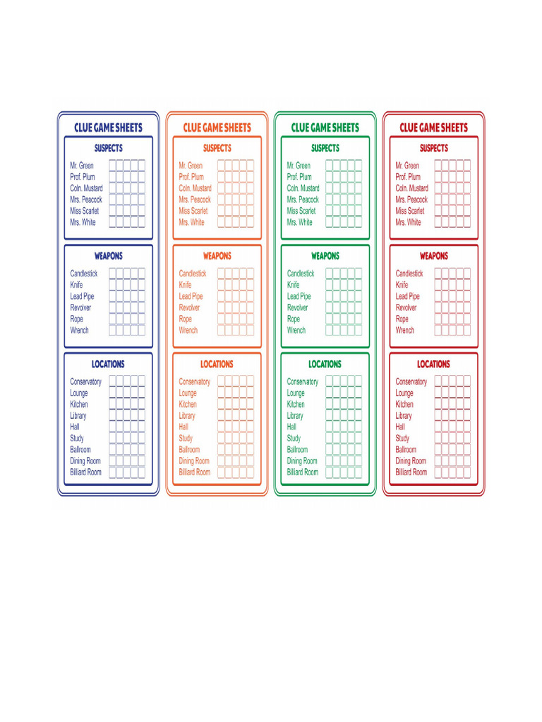 Printable Clue Tracking Sheetsn 6007.Jpg | PDF