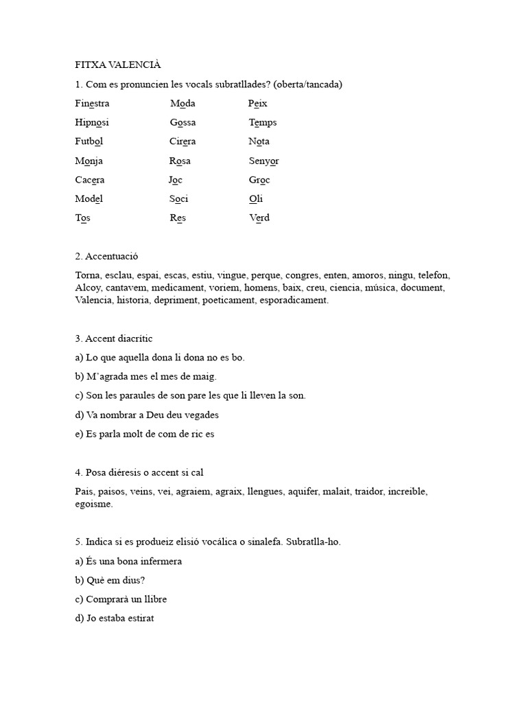 Ficha Valenciano | PDF