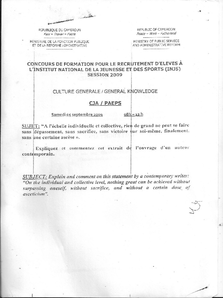 CJA PAEPS INJS Culture Generale 2009 | PDF