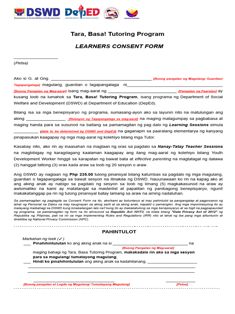 Approved - Consent Form For Learners | PDF