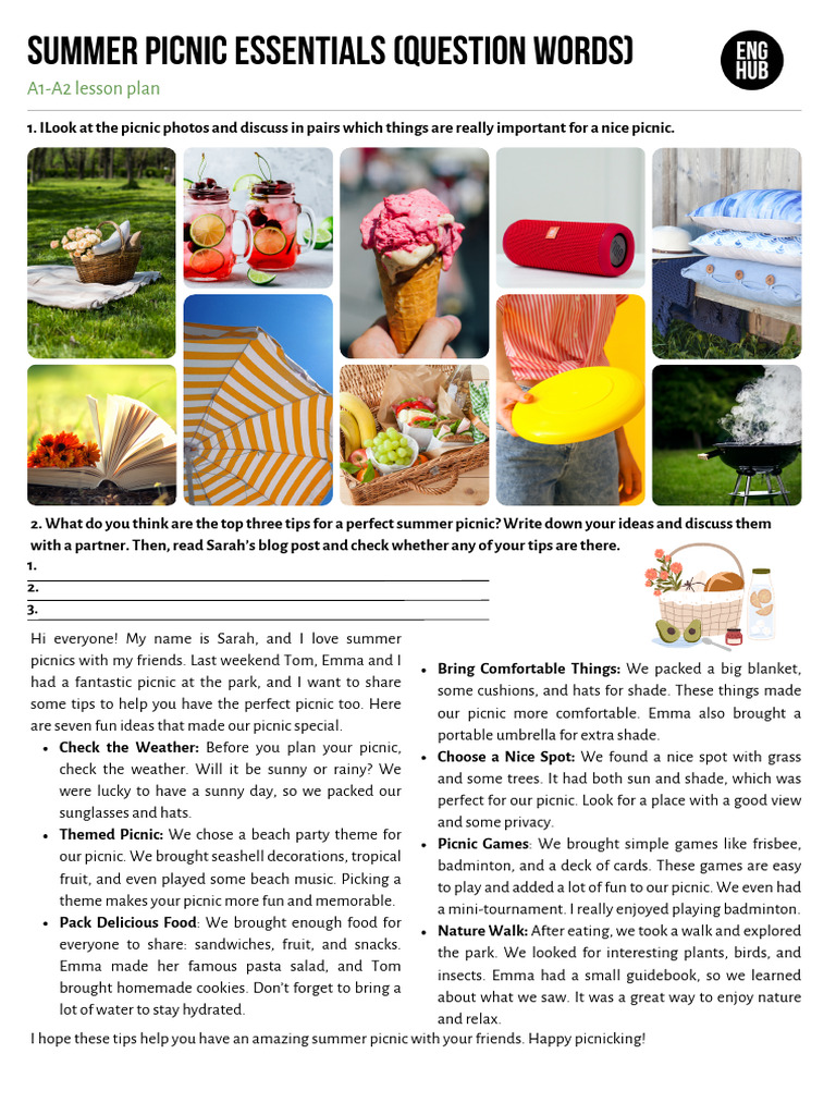 Asking Questions - Worksheet | PDF | Picnic | Barbecue