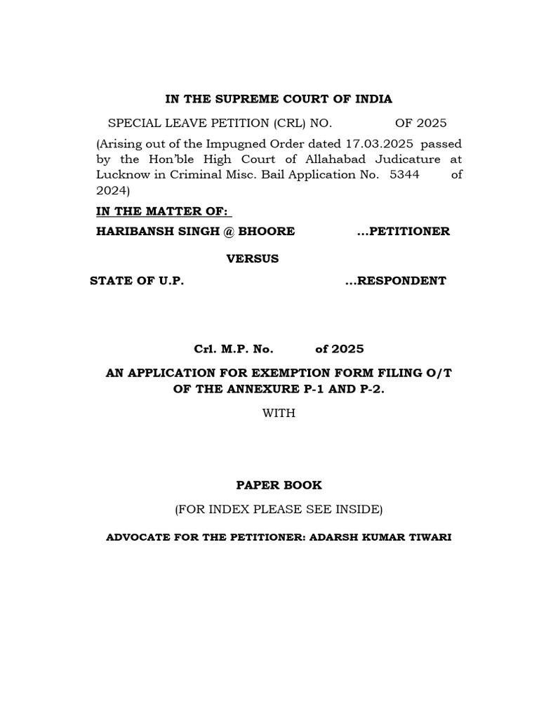 Special Leave Petition for Bail in SLP 2025 | PDF | Bail | Trials