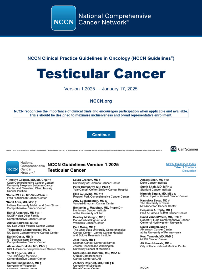 NCCN Testicular Cancer Guidelines 2025 | PDF | Chemotherapy | Diseases ...
