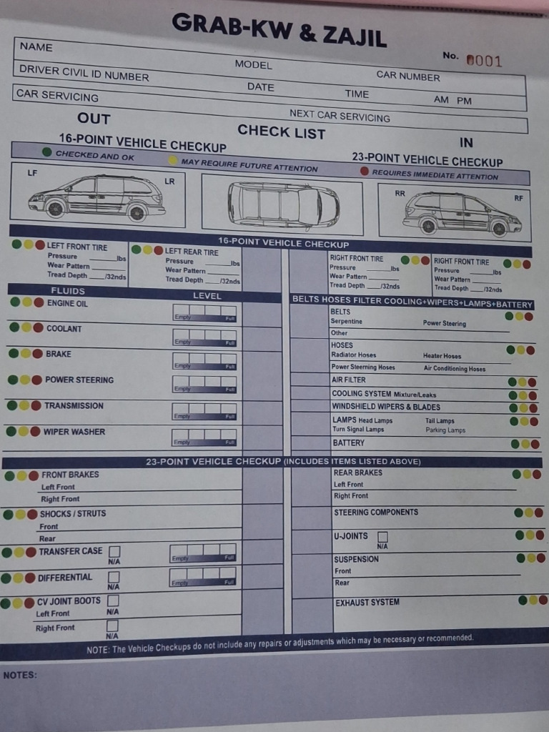 Vehicle Checkup - GRAB-KW | PDF