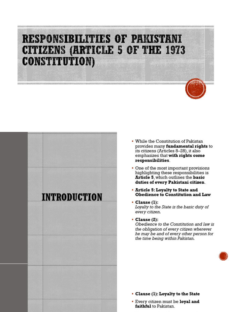 Responsibilities of Pakistani Citizens | PDF | Citizenship | Constitution